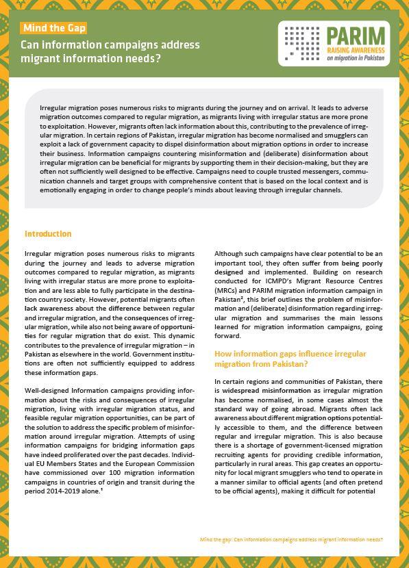 PARIM Policy Brief 2022 - Budapest Process